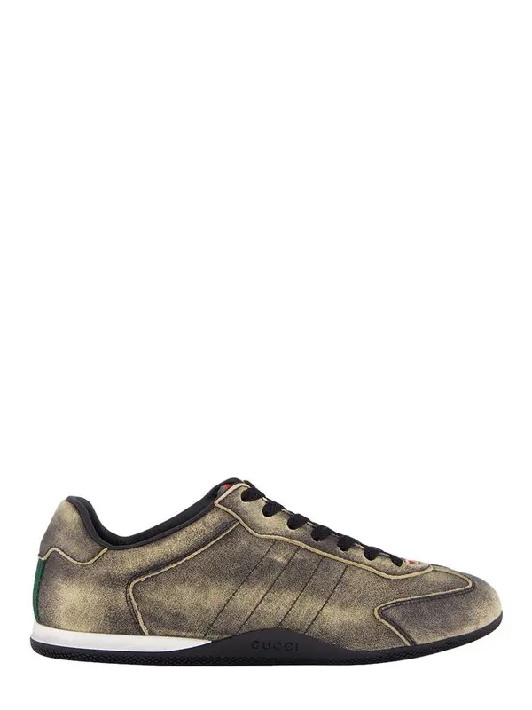 Gucci Washed Leather Shift Trainers - Black
