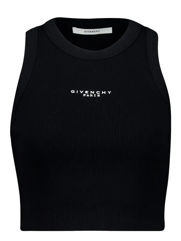 Givenchy Cropped Stretch Cotton Tank Top - Black
