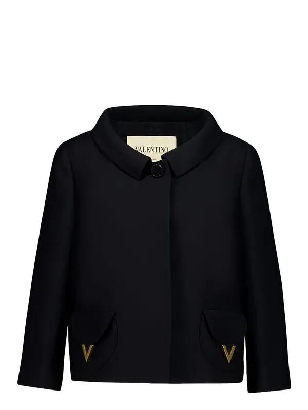 Valentino Garavani Crepe Couture Jacket With V Detail - Black