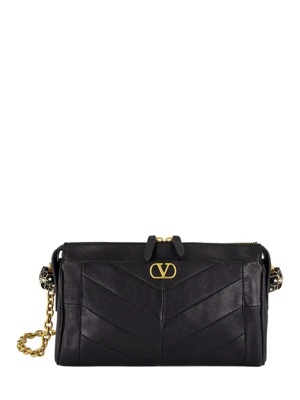 Valentino Garavani Panthea Nappa Leather Shoulder Bag - Black