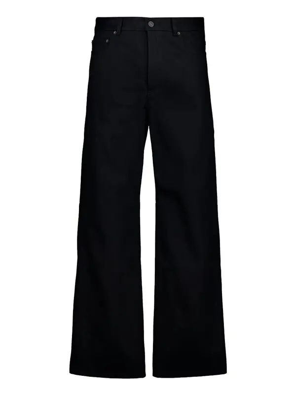 Balenciaga Curved Knee Cotton Denim Trousers - Black