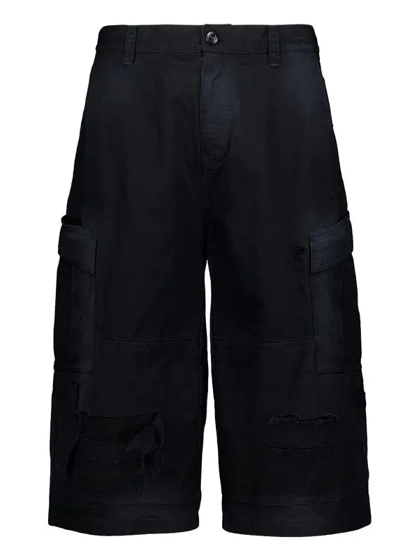 Balenciaga Cropped Cargo Cotton Trousers - Black