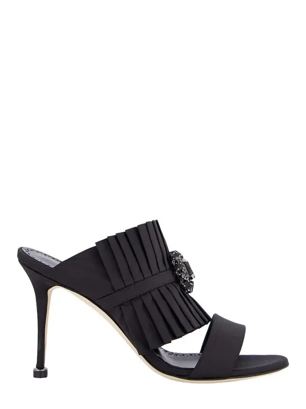 Manolo Blahnik Silk Danteuil Pleated High-heel Mules - Black