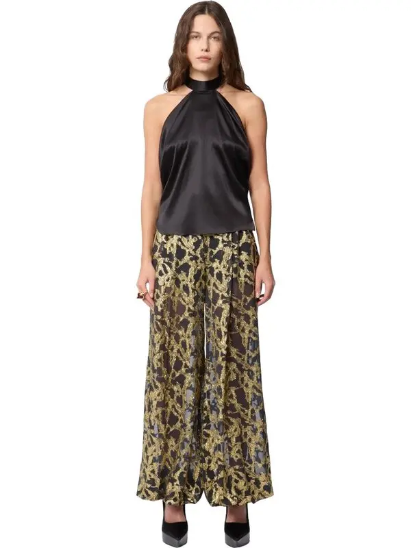Nina Ricci Silk Satin Halterneck Top - Black