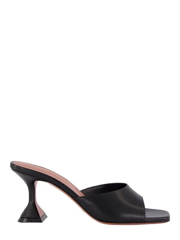 Amina Muaddi Lupita 70 Heeled Mules In Nappa - Black