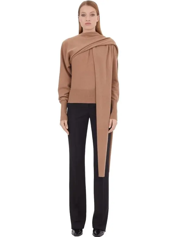 FERRAGAMO Cashmere Scarf Jumper - Beige