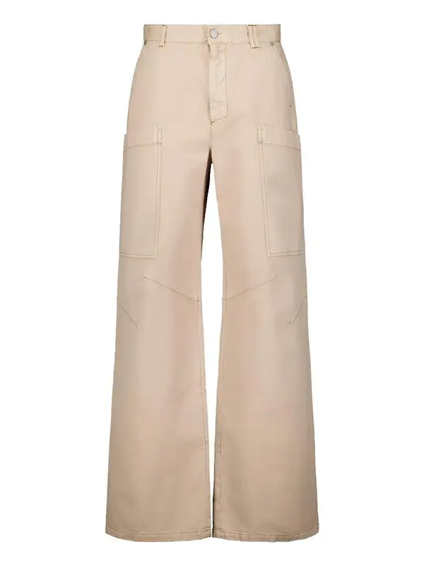 Palm Angels Wide-leg Cotton Cargo Trousers - Beige