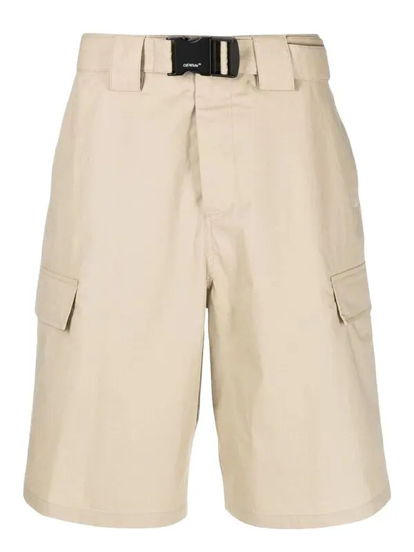 Off-White Cargo Long Shorts - Beige