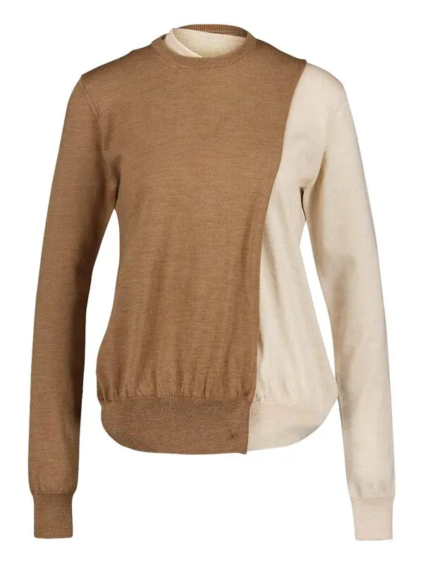 Colville Contrast Panel Wool Sweater - Beige