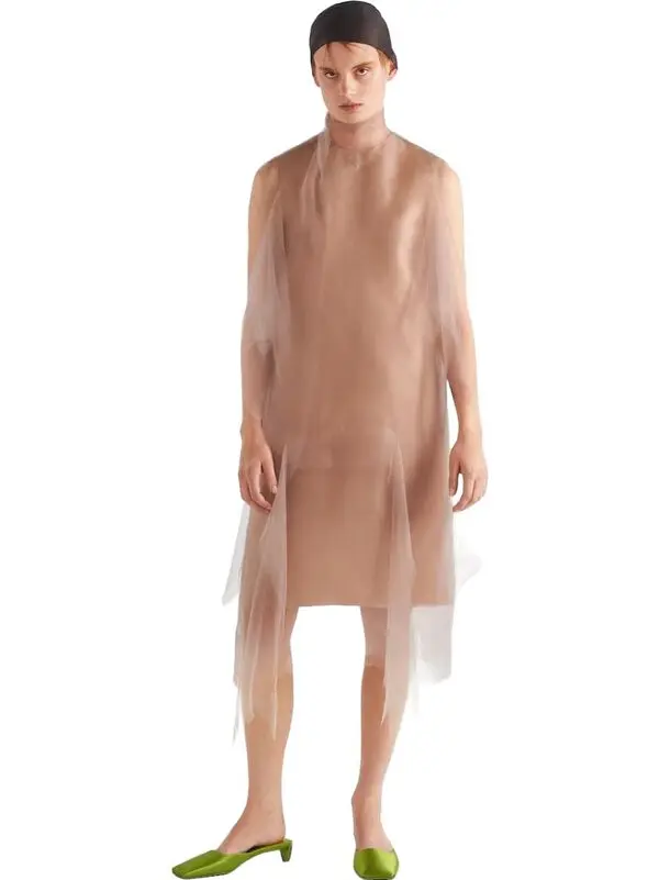 Prada Sleeveless Voile Dress - Beige