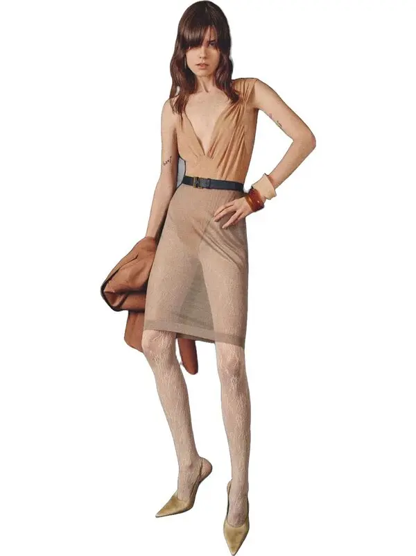 Saint Laurent Silk Muslin Cross-back Bodysuit - Beige