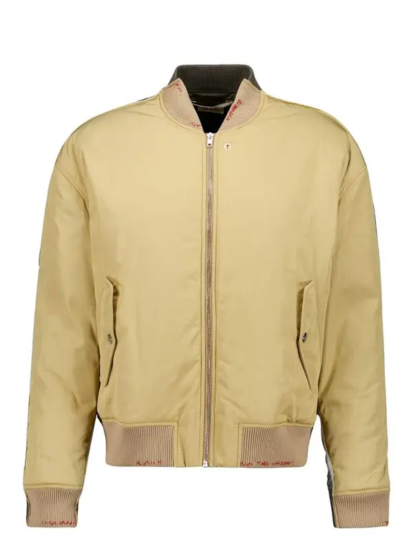Marni Twill Bomber Jacket With Patchwork Design - Beige