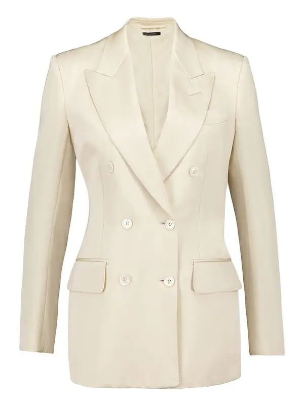 TOM FORD Silk And Wool Double Breasted Jacket - Beige