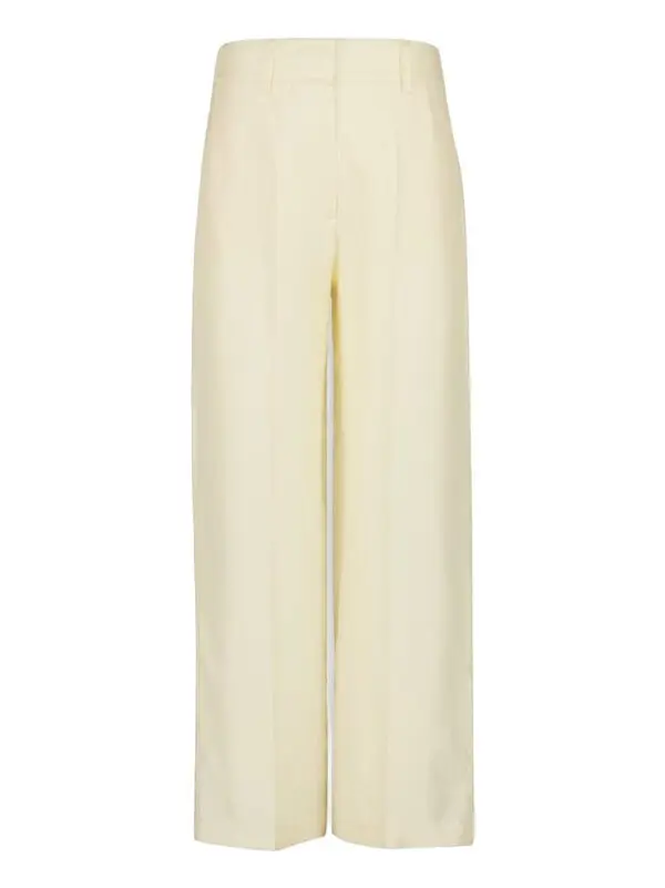 PAULA Sonia Silk Twill Wide Leg Trousers - Cream