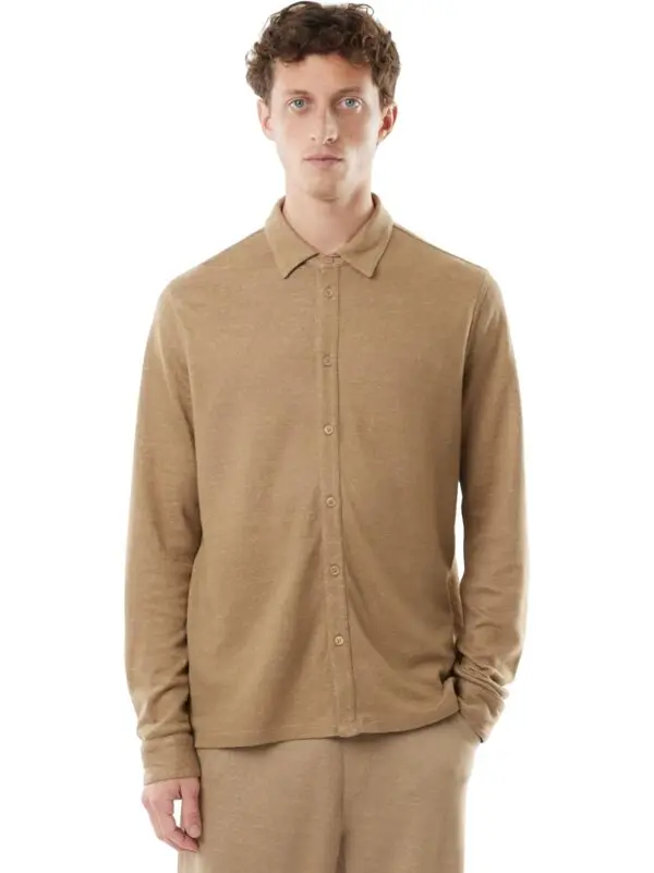 Majestic Filatures Desert Organic Cotton Linen Long-sleeved Shirt - Beige