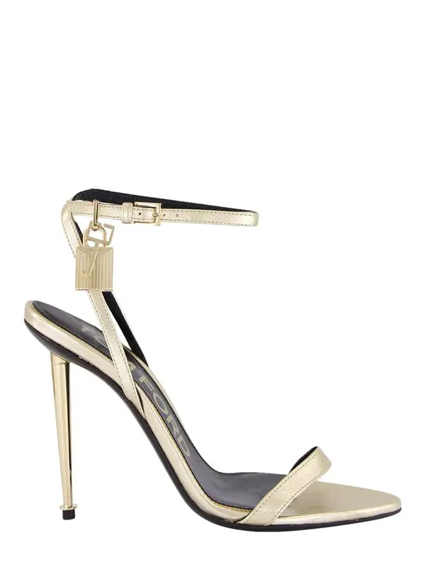 TOM FORD Laminated Nappa Leather Padlock Sandal - Gold