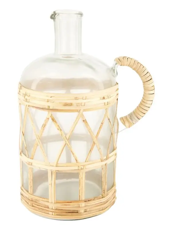 MADAM STOLTZ Glass Jug With Cane - Beige