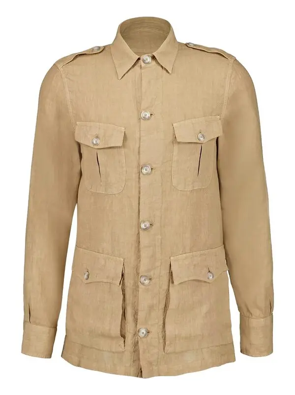 120% Lino Linen Jacket With Pockets - Beige