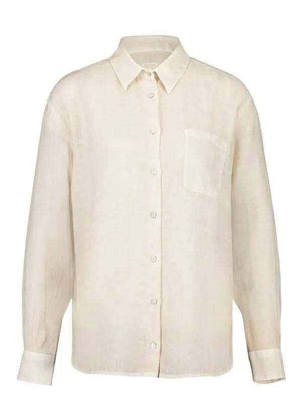 120% Lino Safari Soft Fade Long Sleeve Shirt - Beige