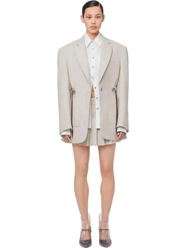 Rabanne Mottled Wool-cotton Blend Blazer - Beige