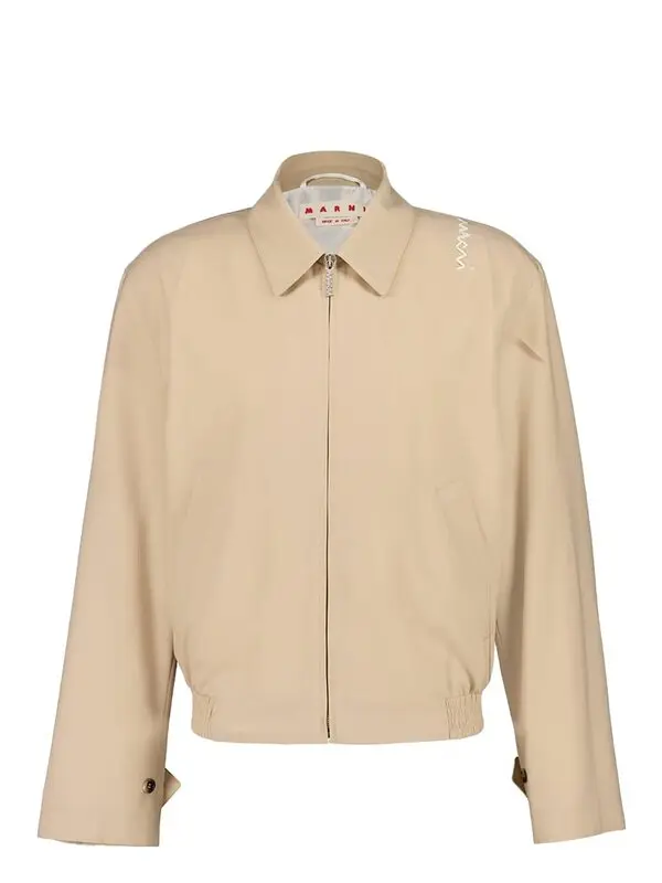 Marni Cream Light Wool Blend Zip Jacket - Beige