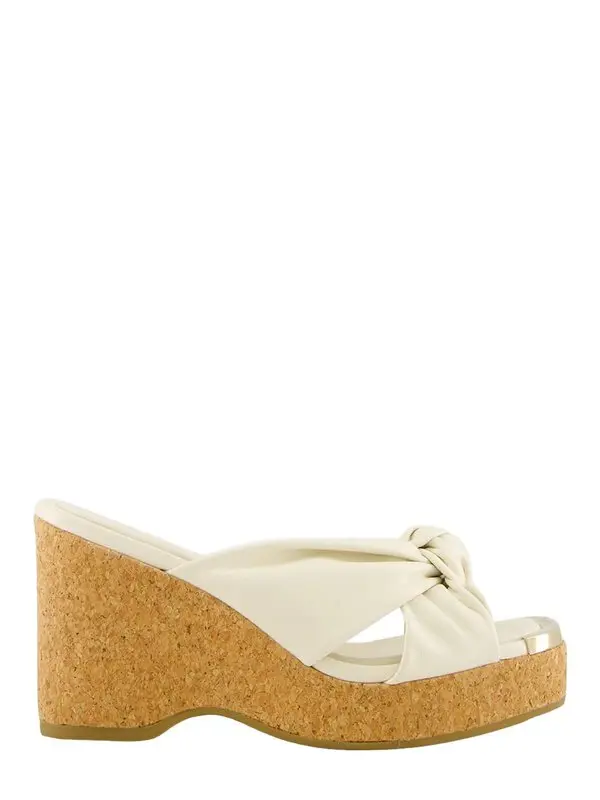 JIMMY CHOO Avenue Wedge 95 Mules - Beige