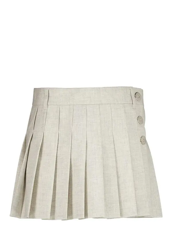 Rabanne Mottled Wool Mini Pleated Skirt - Beige