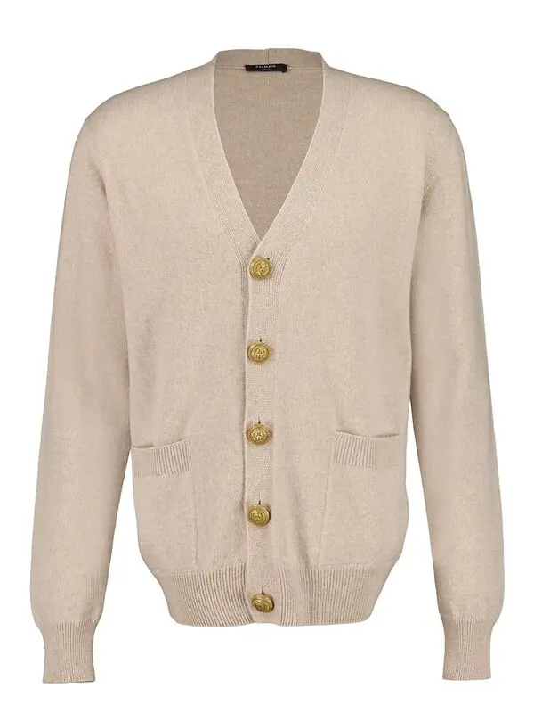 Balmain Buttoned Cashmere Cardigan - Beige