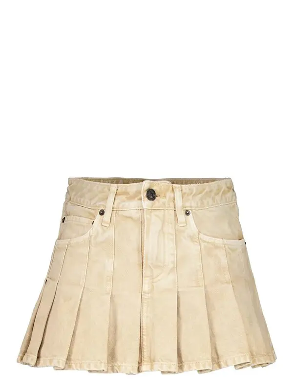 Balenciaga Mini Pleated Denim Skirt - Beige