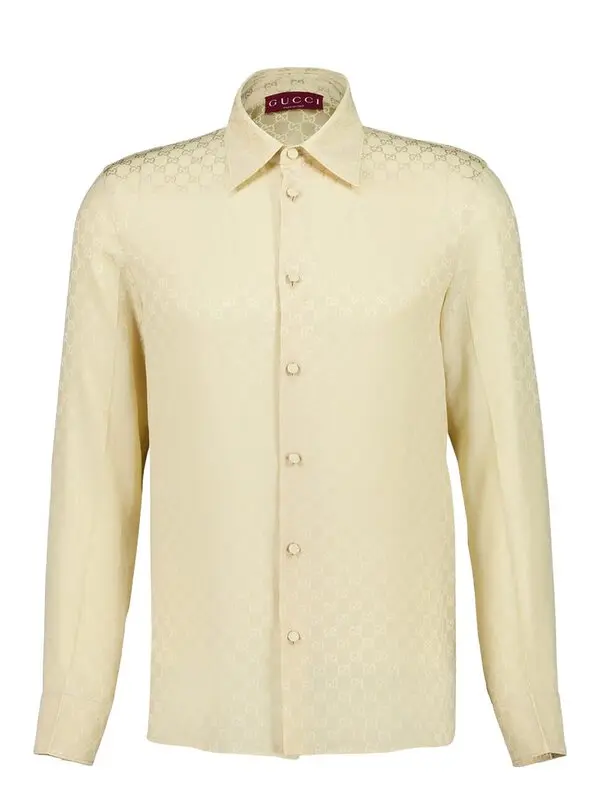 Gucci Gg Silk Jacquard Shirt - Beige