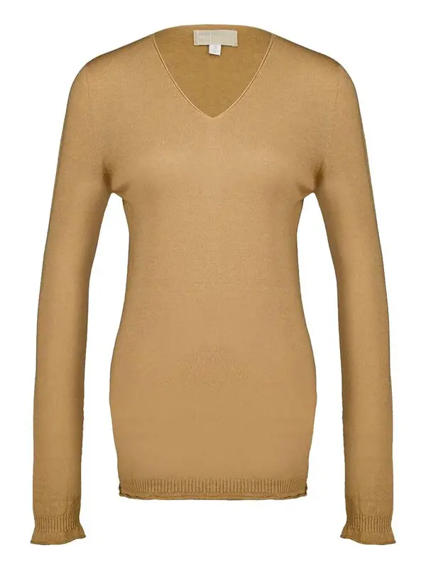 120% Lino V-neck Cashmere Sweater - Beige