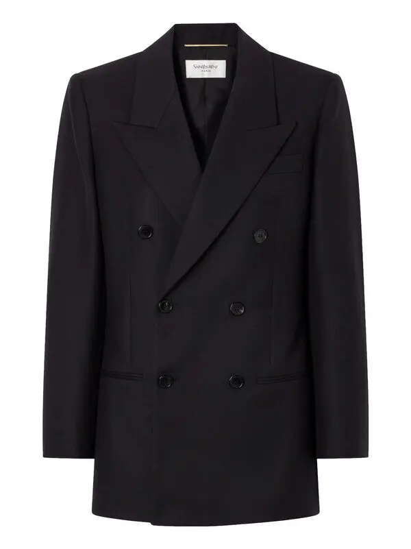 Saint Laurent Double-breasted Wool Blazer - Black