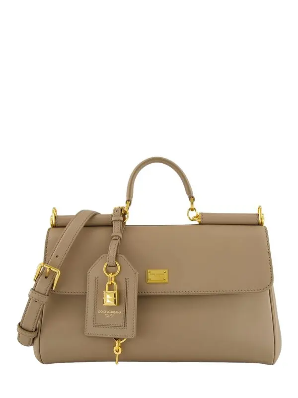 Dolce & Gabbana My Sicily Calfskin Handbag - Beige