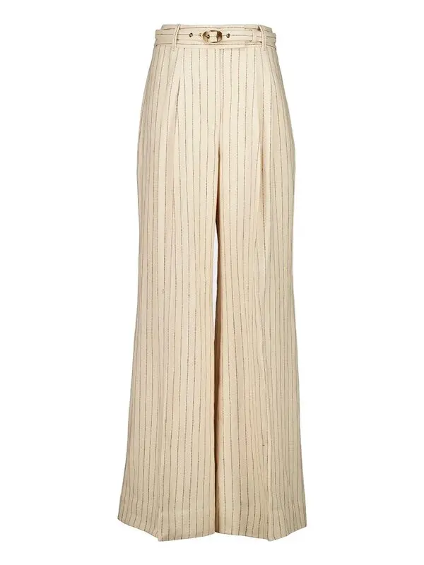 Zimmermann Rebellion Pinstripe Linen Trousers - Cream