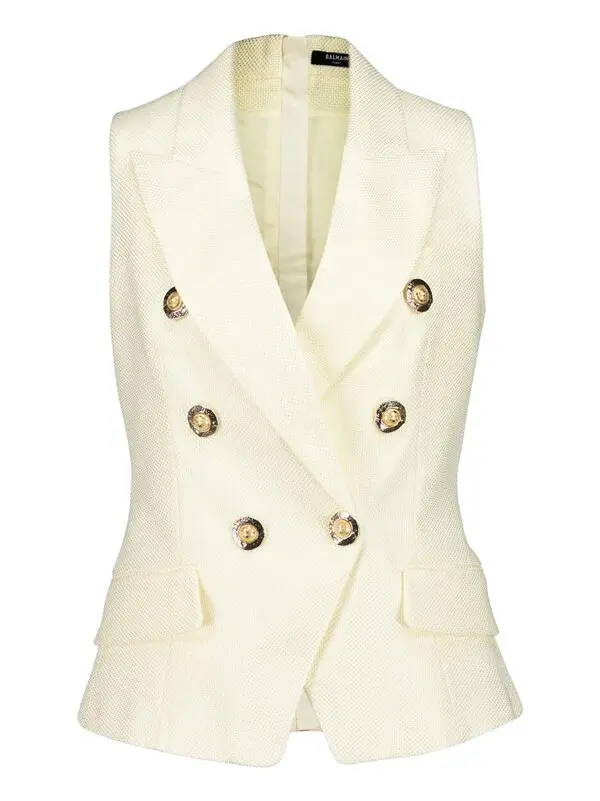 Balmain Sleeveless Tailored Vest - Beige
