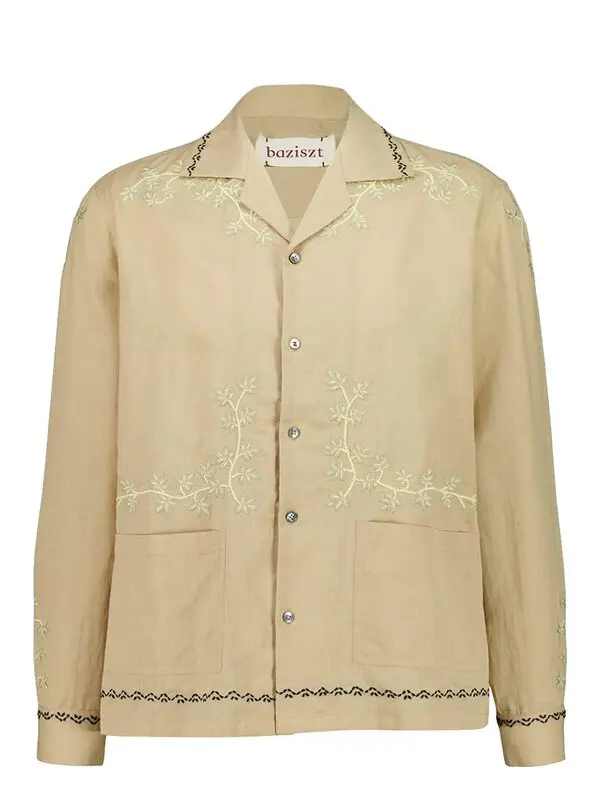 BAZISZT Gevrey Embroidered Hemp Shirt - Beige