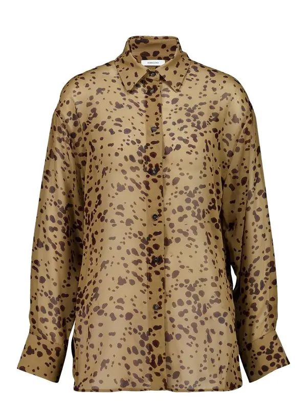 FERRAGAMO Silk Georgette Orchid Print Shirt - Beige