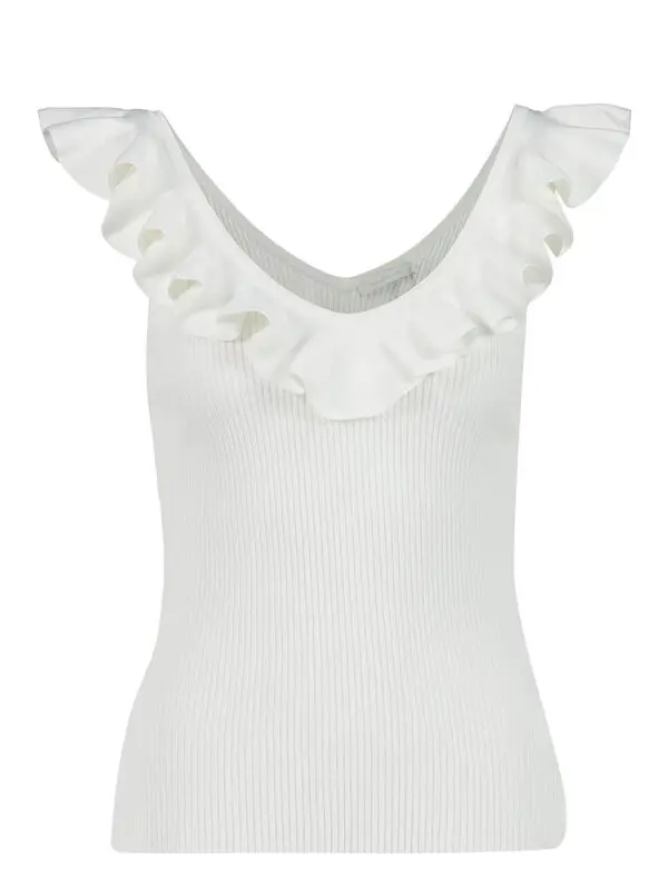 Zimmermann Awaken Frill Knit Tank Top - Cream