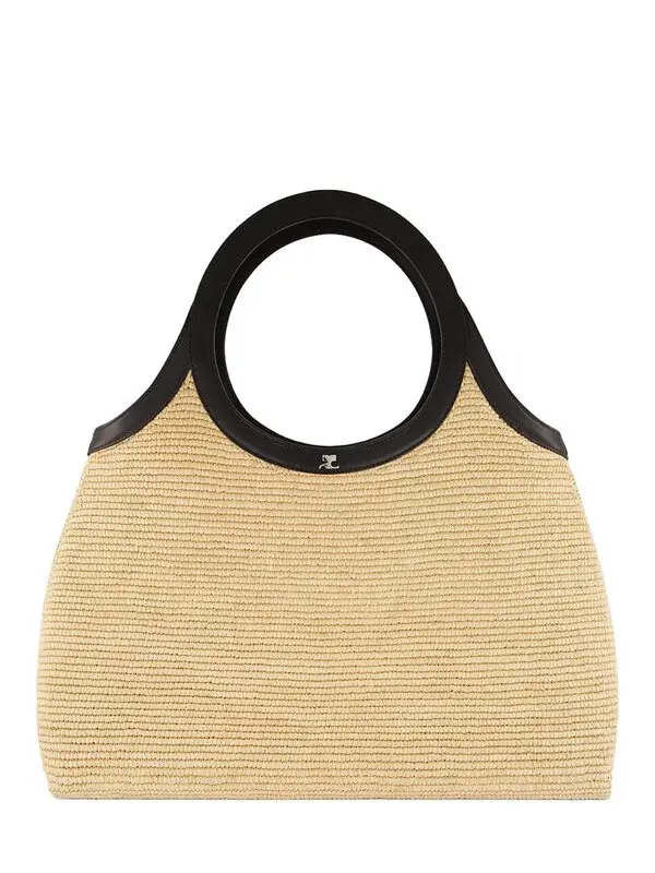 COURREGES Medium Holy Raffia Bag - Beige