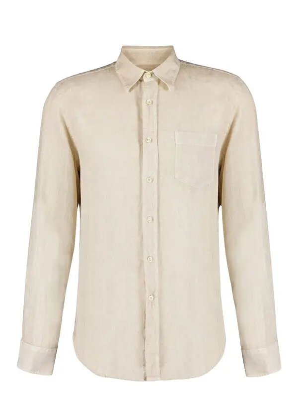 120% Lino Safari Soft Fade Linen Shirt - Beige