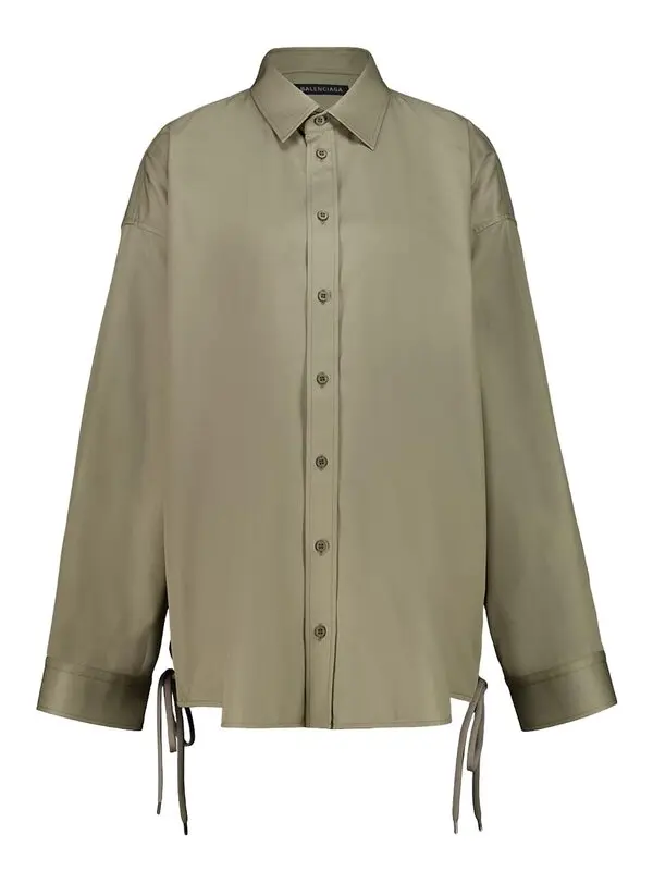 Balenciaga Lace-up Cotton Gabardine Shirt - Beige
