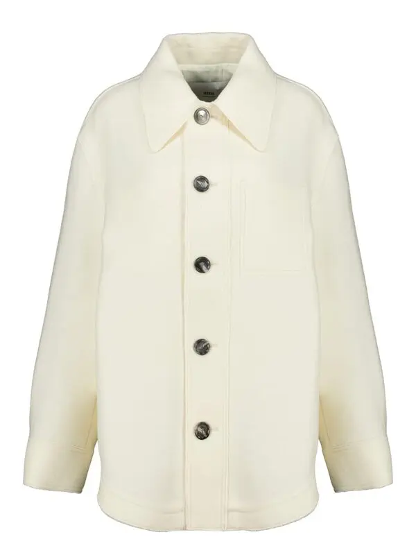 AMI Paris Boiled Wool Buttoned Jacket - Cream