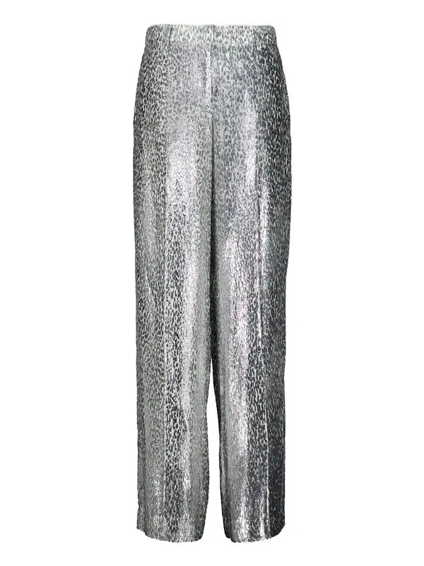 Stella McCartney Animal-textured Lame Velvet Trousers - Silver