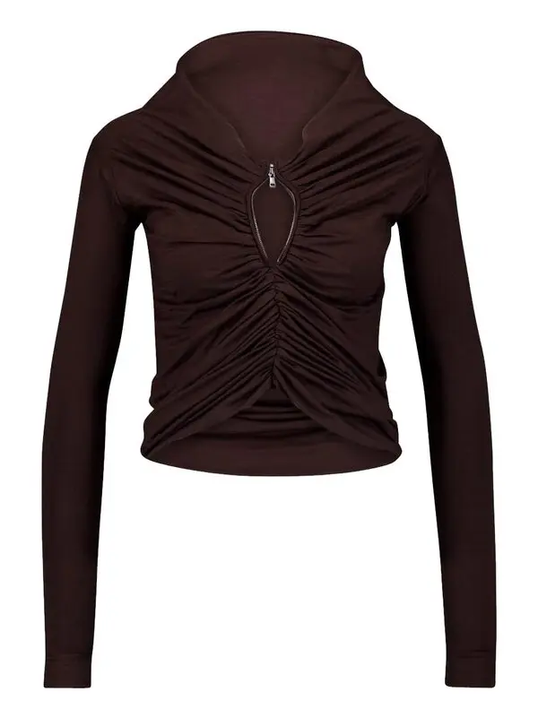 Dolce & Gabbana Ruched Zip Top - Brown