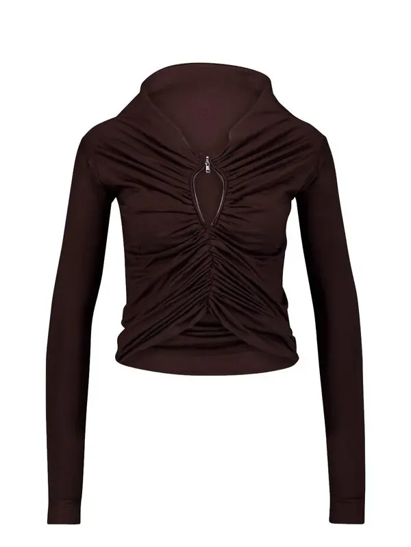 Dolce & Gabbana Ruched Zip Top - Brown