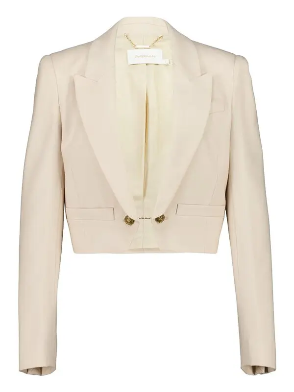 Zimmermann Hypnotic Cropped Wool Blazer - Cream