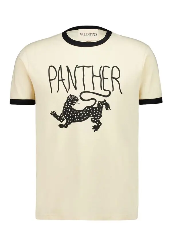 Valentino Garavani And Black Panther T-shirt - Cream
