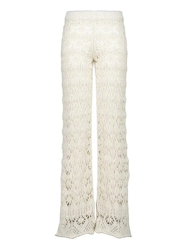 Alanui Openwork Knit Flared Pants - Cream