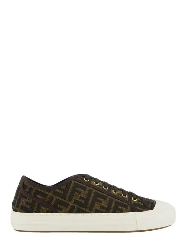 Fendi Domino Ff Jacquard Sneakers - Brown