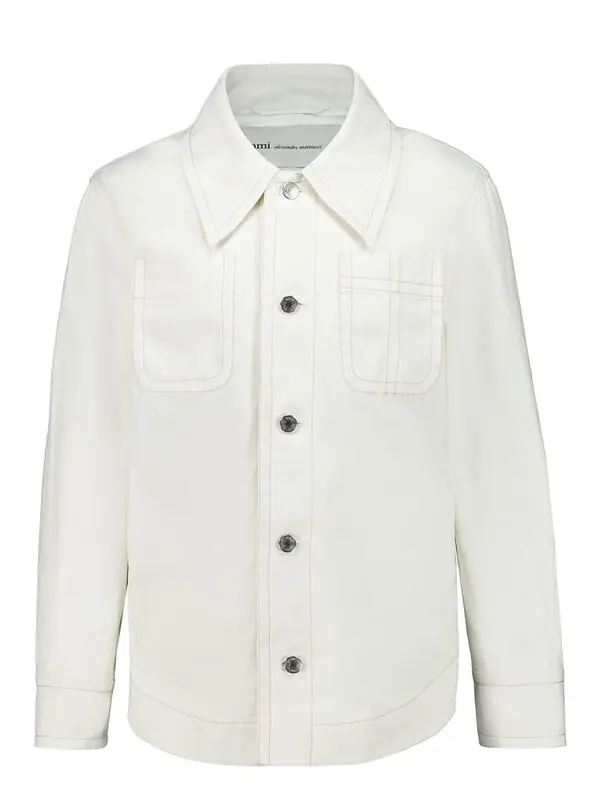 AMI Paris Cotton Worker Buttoned Jacket - Cream